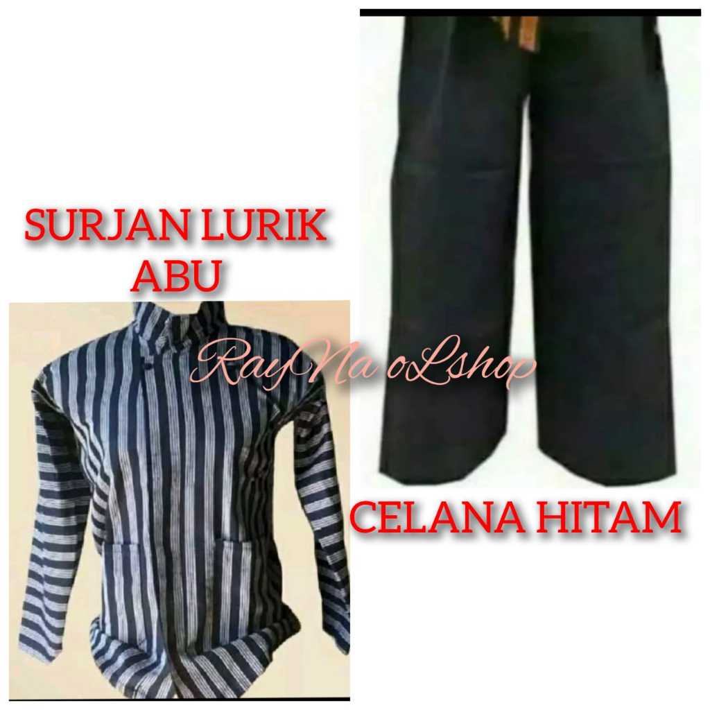Jual 1 SET BAJU SURJAN LURIK ABU PRIA + CELANA HITAM PAKAIAN TENUN MODERN KLASIK KHAS ...