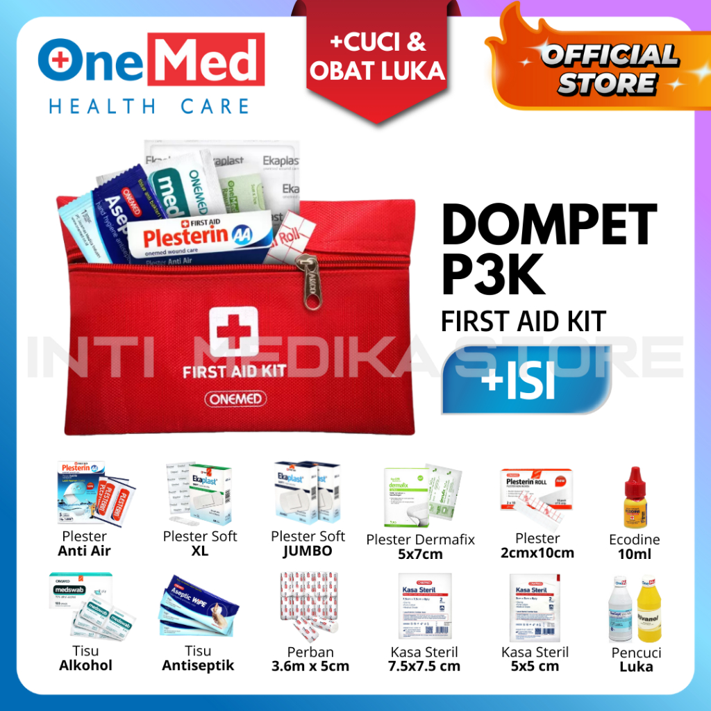 Jual ONEMED - Dompet First Aid Kit + Isi | Kotak P3K Perawatan Luka ...