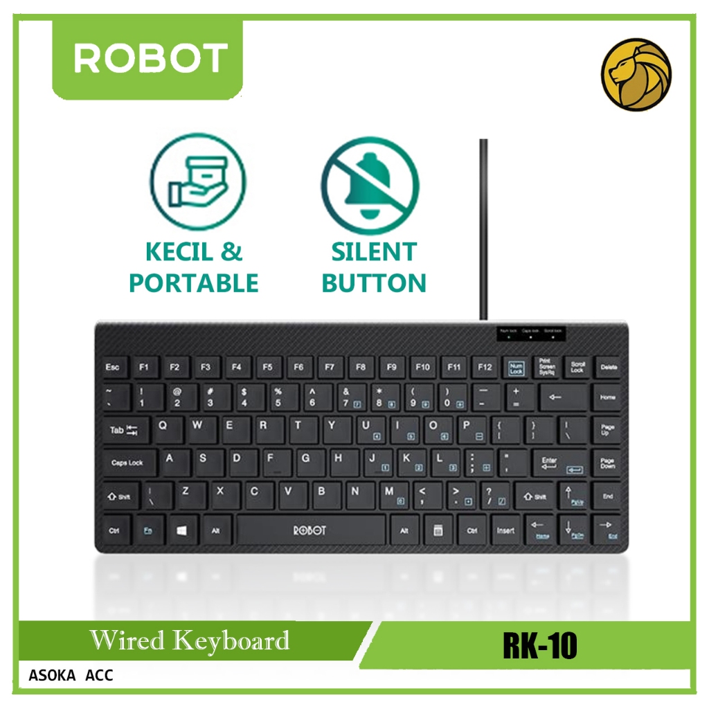 Jual Robot Keyboard Mini RK10 Ultra Thin - Silent Button Portable Mouse ...