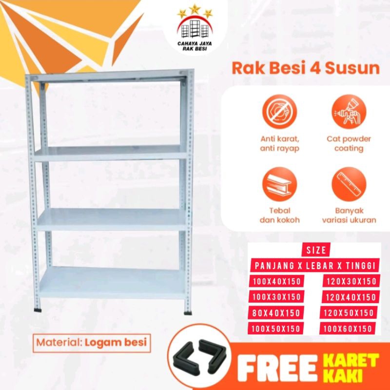Jual Rak Besi 4 Susun Untuk Gudang Penyimpanan Kantor Toko Warung ...