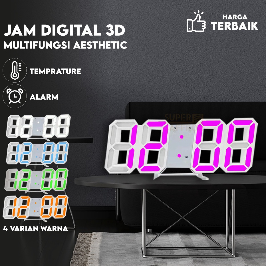 Jual Star Seller!! Jam Meja Alarm 3D Dinding Digital 2in1 Multifungsi ...