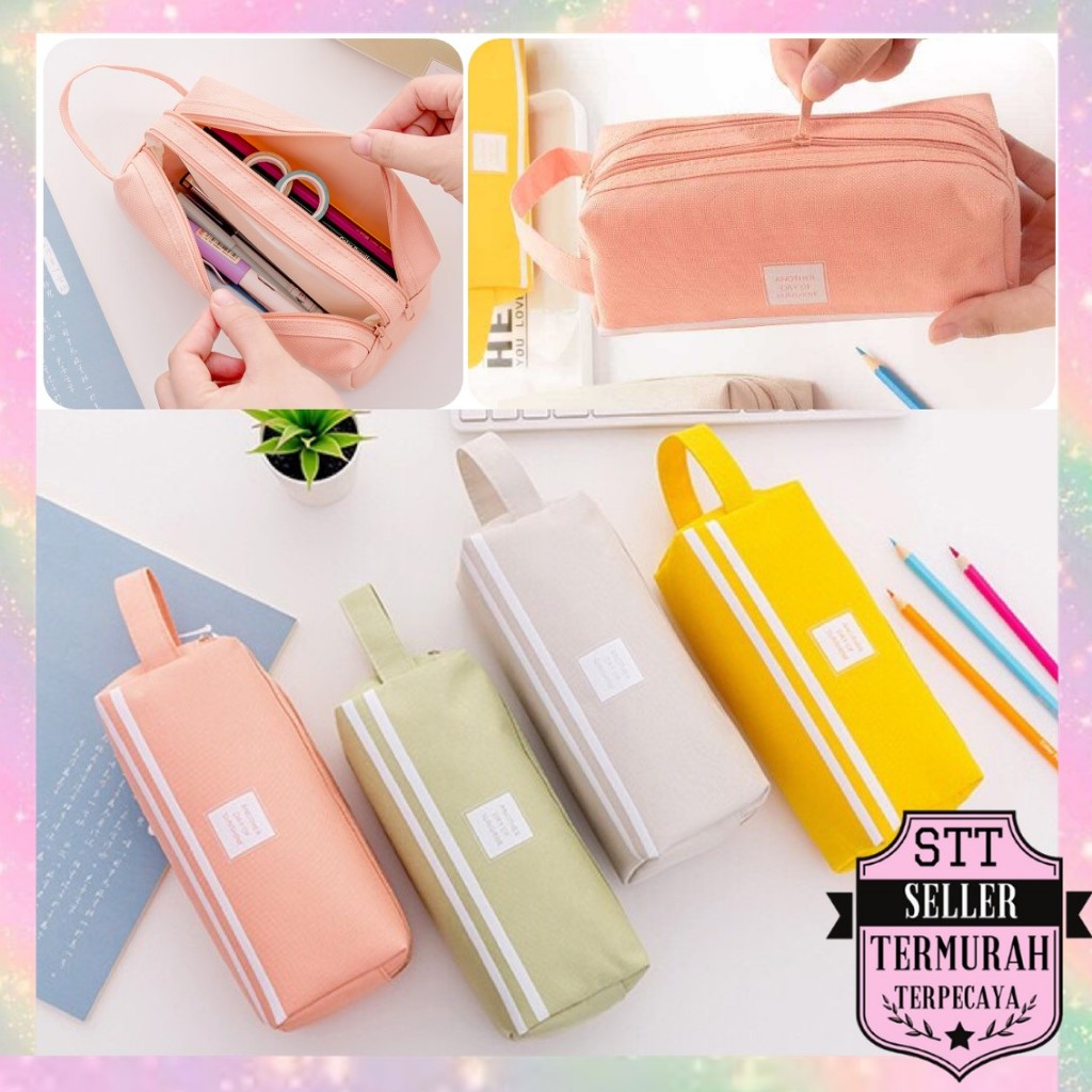 Jual STT Kotak Pensil Dan Stationery Dual Zipper Dompet Pensil 2 Pouch ...