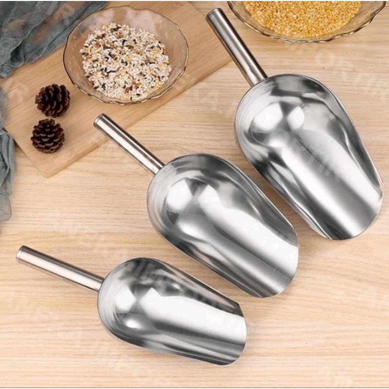 Jual sendok es batu/serokan es/sekop stainless serbaguna | Shopee Indonesia