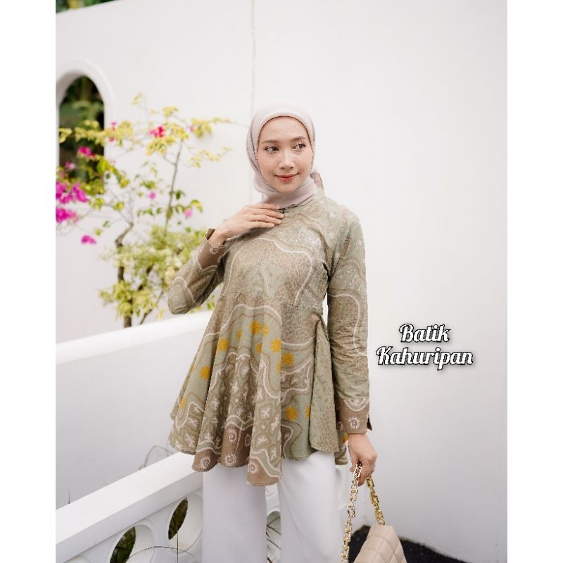 Jual Batik Wanita Blouse Batik Wanita Baju Batik Wanita Modern Peplum ...
