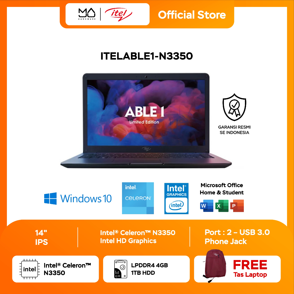 Jual Laptop Internal 1TB Itel ABLE 1 Intel Celeron N3450 4GB 1TB HDD ...
