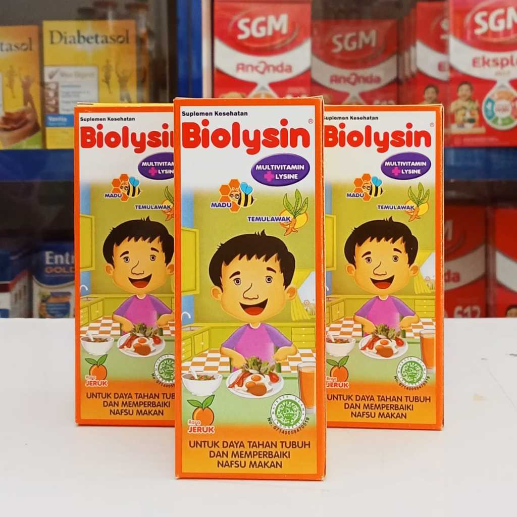 Jual BIOLYSIN Sirup Multivitamin + Lysine Rasa Jeruk 60ml | Shopee ...