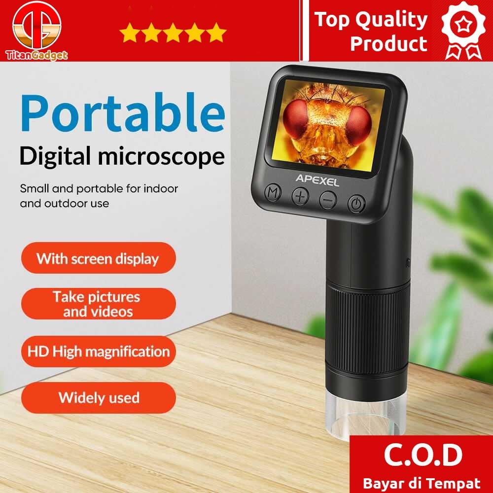 Jual APEXEL Mikroskop Digital Portable Layar IPS HD Screen Rechargeable ...