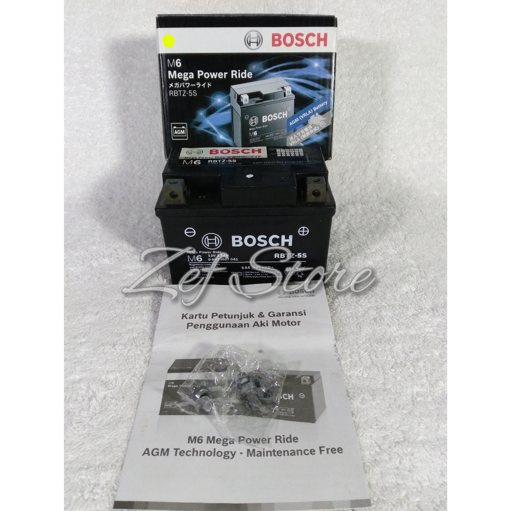 Jual [ORIGINAL] BOSCH M6 RBTZ-5S AGM VRLA Battery Aki Kering Motor MF ...