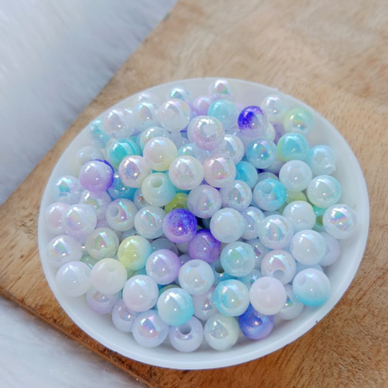 Jual 15gram Manik Mote Putih Gradasi Warna 6mm dan 8mm | Shopee Indonesia