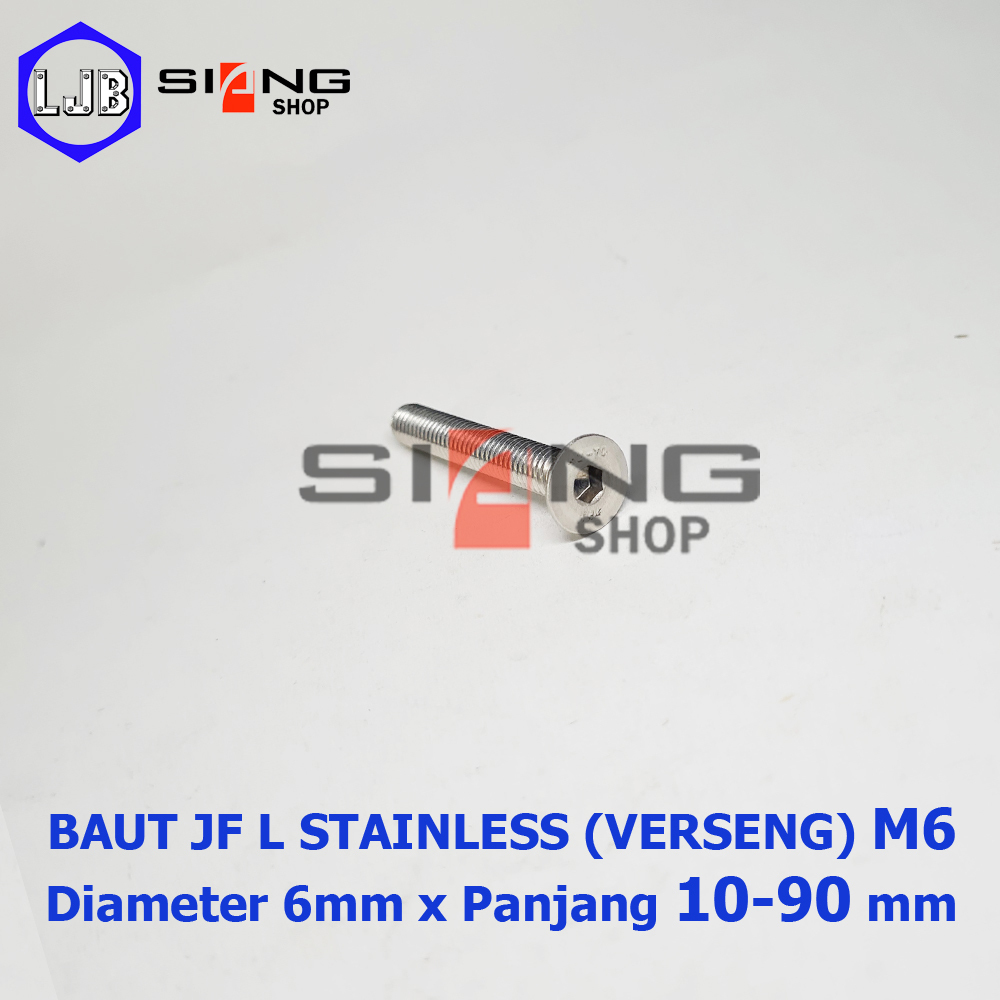 Jual Baut JF L M6 Stainless 304 THE A2-70 (Verseng) Panjang 10 sd 90 mm | Shopee Indonesia