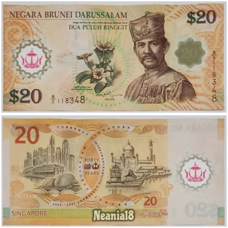 Jual Koleksi Brunei Darussalam Pecahan 20 Dolar Limited Edition Bahan ...