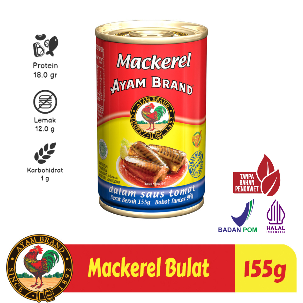 Jual Ayam Brand - Ikan Mackerel Kaleng Bulat Saus Tomat 155gr | Shopee ...