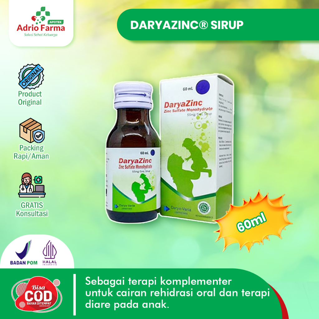 Jual DARYAZINC - SIRUP Botol @ 60ml - Zinc Sulfate Monohydrate ...