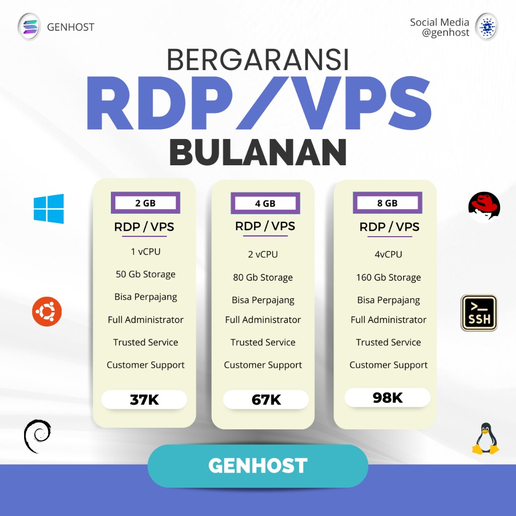 Jual [ RDP/VPS BULANAN ] 8GB 4GB 2GB RAM Windows Full Administrator Bergaransi | Shopee Indonesia