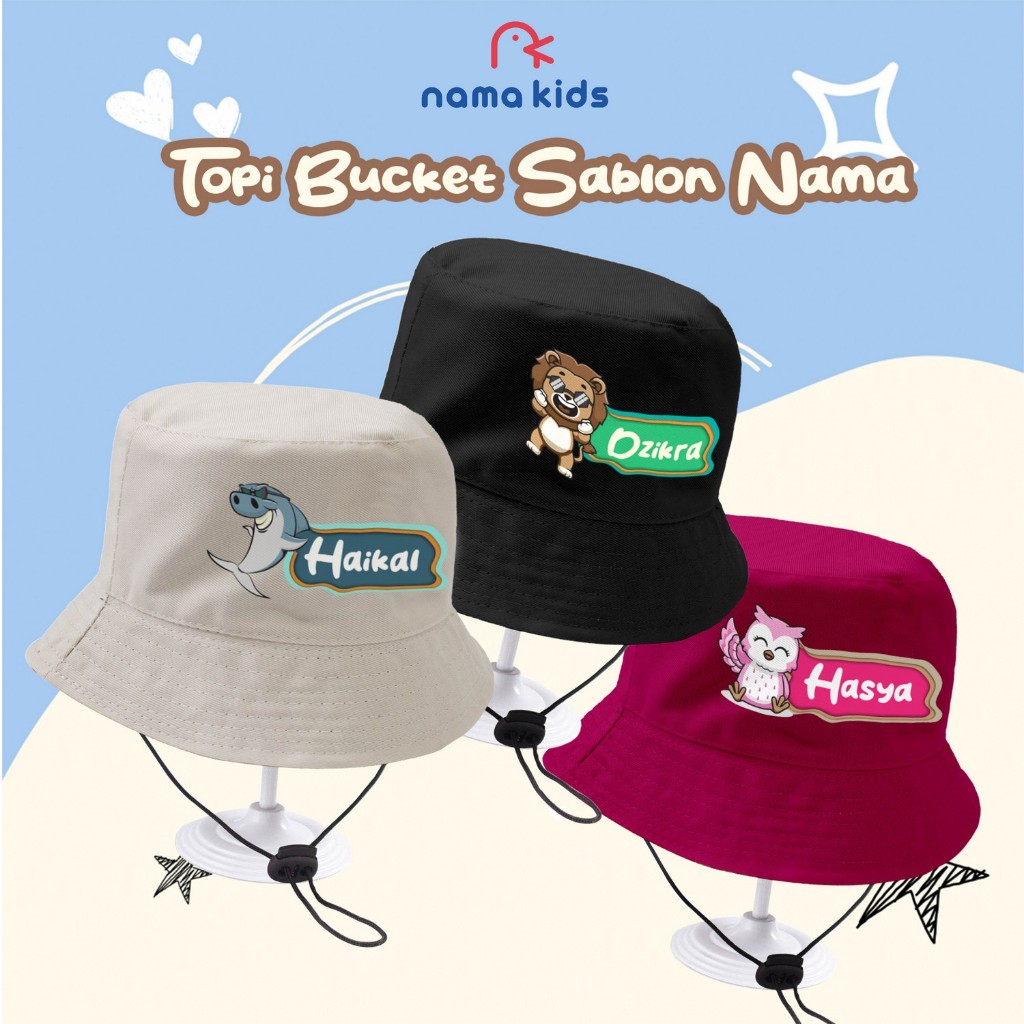 Jual SABLON BUCKET ANAK KARAKTER COSTUM NAMA ANAK BUCKET TALI ANAK ...