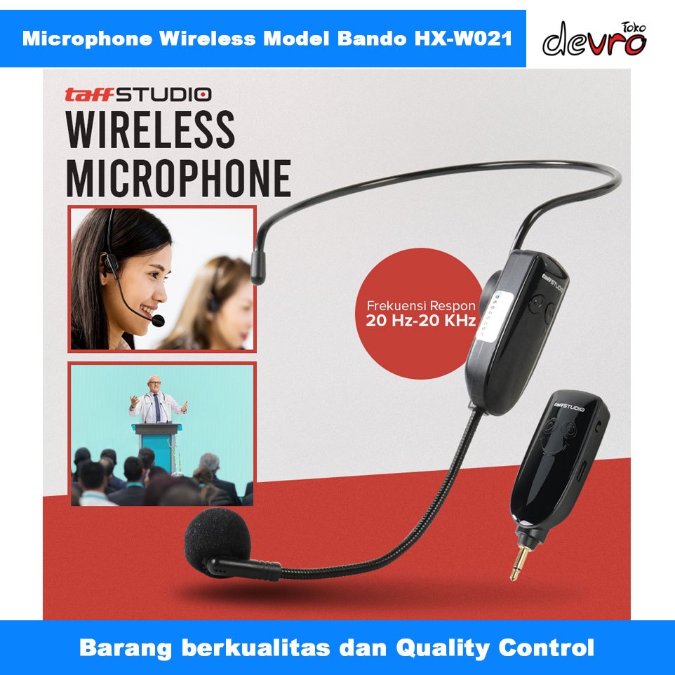 Jual Mikrofon Wireless Microphone 2.4G Headset Model Bando dgn Transmitter - TaffSTUDIO HX-W021 ...