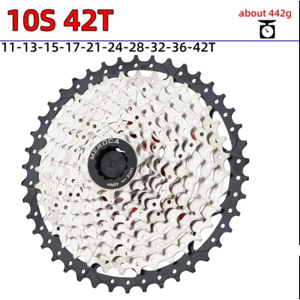 Jual Sprocket Cassette Gear gir Meroca 10S 10 speed 11-42T 42T wide ...