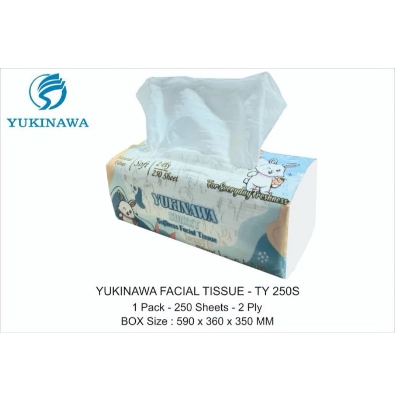 Jual Tisu 250 lembar yukinawa Tissue Yuki 250 sheet 2ply Facial Tisu ...