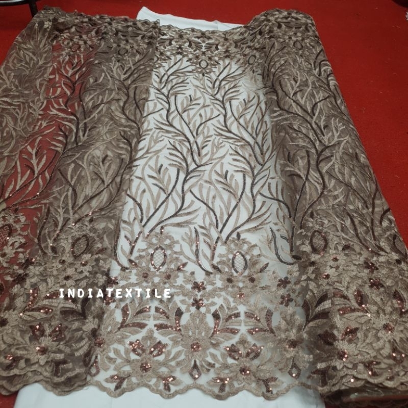 Jual Kain Tile Bordir payet spenkle / bahan mewah / harga persetengah ...