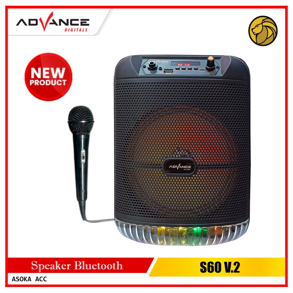 Jual Advance S60 New Bluetooth Speaker 8 Inch + Mic Kabel - Bluetooth 5.0 Portable Speaker ...