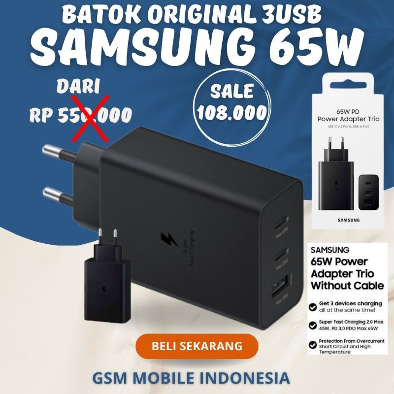 Jual PROMO Batok Charger 65 Watt / 35 Watt / 25W Original Samsung Fast ...