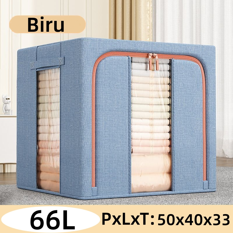 Jual 66L/110L storage box linen katun lebih tebal kotak penyimpanan ...