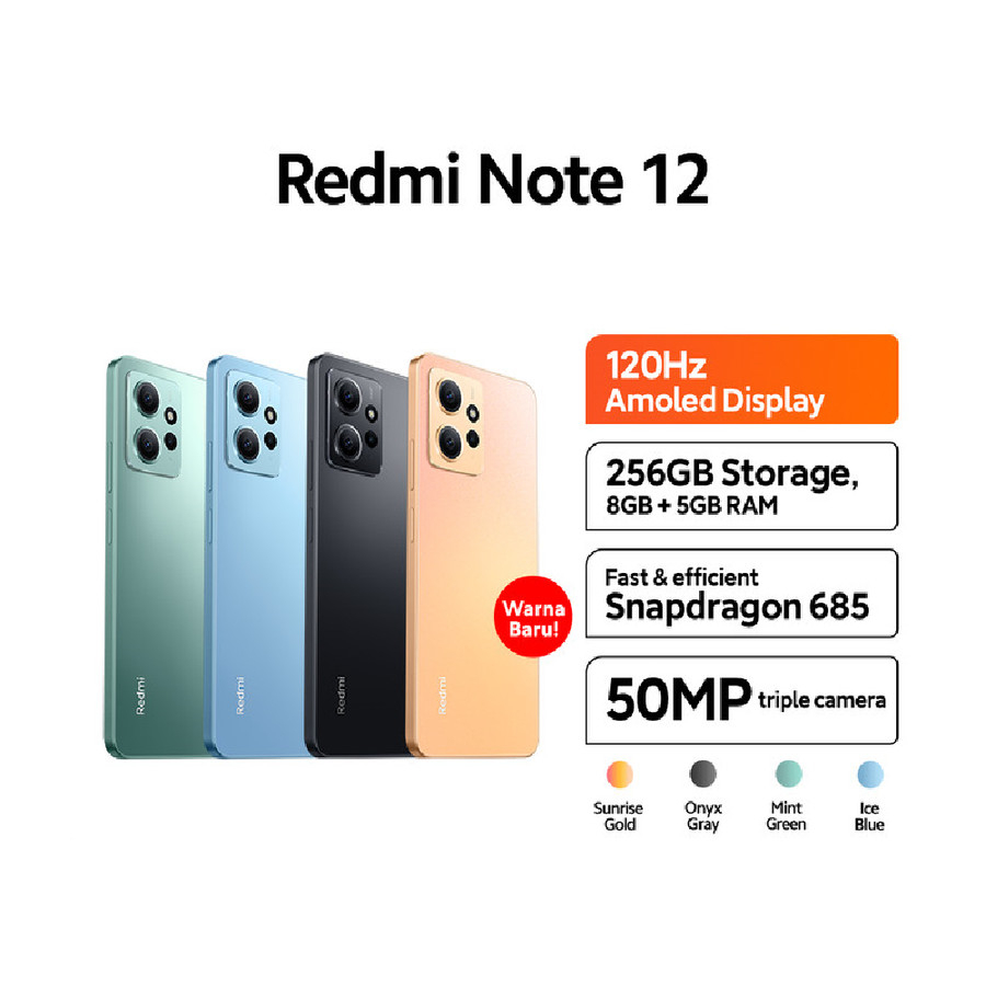 Jual Xiaomi Official Redmi Note 12 50MP Triple Kamera 120Hz AMOLED NFC ...