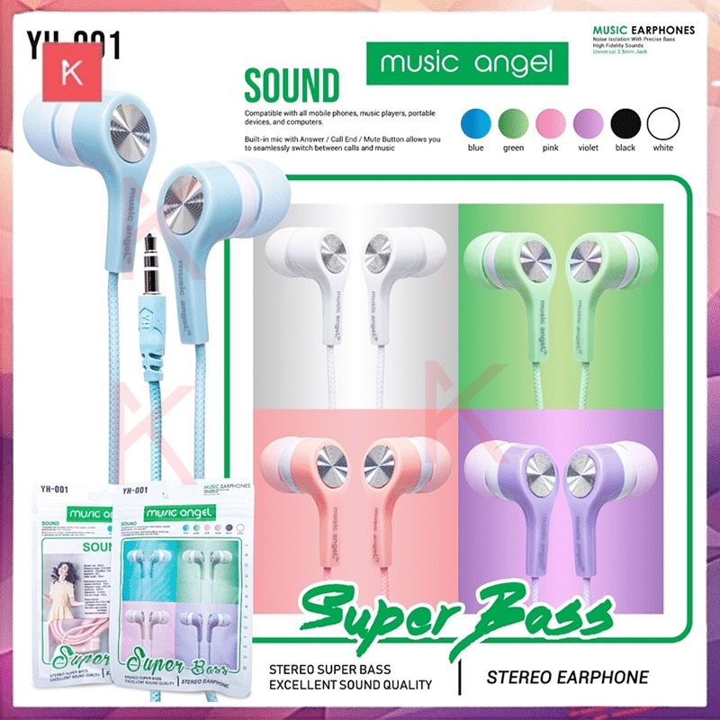 Jual Headset Earphone Music ANGEL Macaron Mate Color Hifi Super Bass ...
