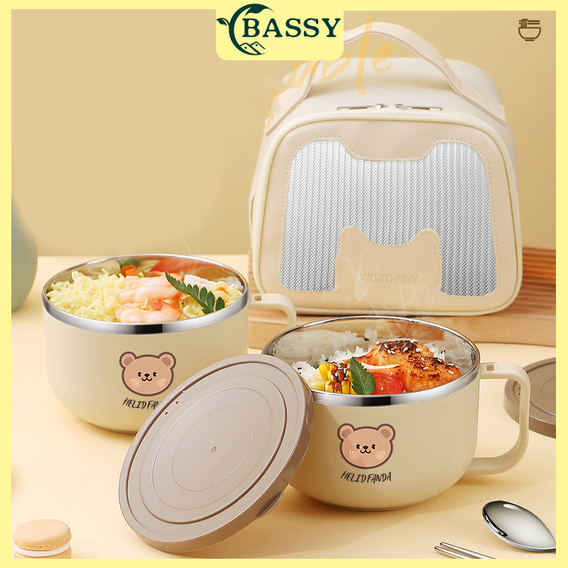 Jual BASSY Kotak Bekal Tahan Panas Round Lunch Box Bulat Stainless ...