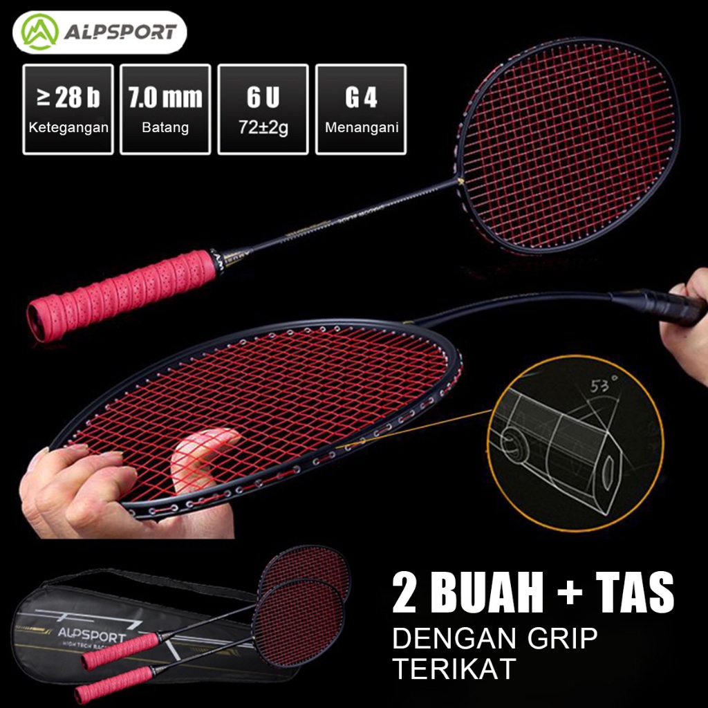 Jual ALPSPORT XHP【2Pcs + Tas】6U G4 Max 30LBS Merah Raket BuluTangkis ...