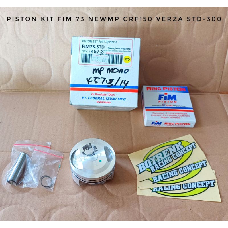 Jual PISTON KIT SEHER SET FIM 73 MEGA PRO NEW/VERZA/CRF150 PIN 14 ...