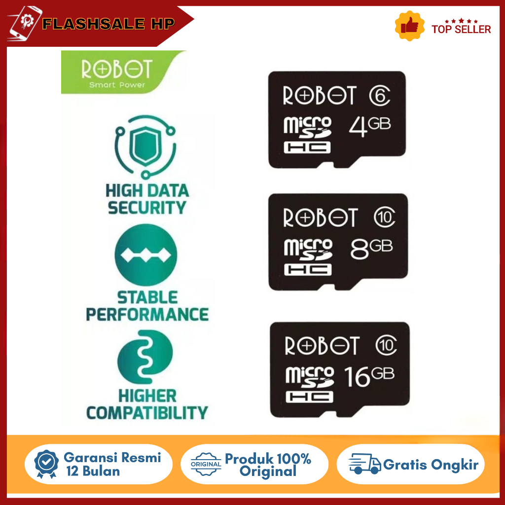 Jual Robot Kartu Memory HP 32GB|16GB & 8GB Class 10 Micro SD TF With ...
