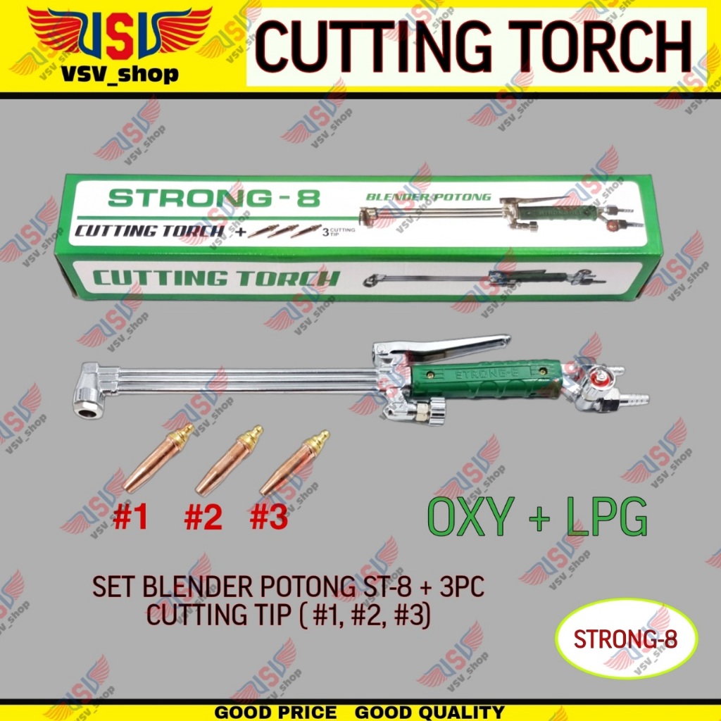Jual Cutting Torch Strong 8 Blender Las Potong ST8 Set + Cutting Tip ...