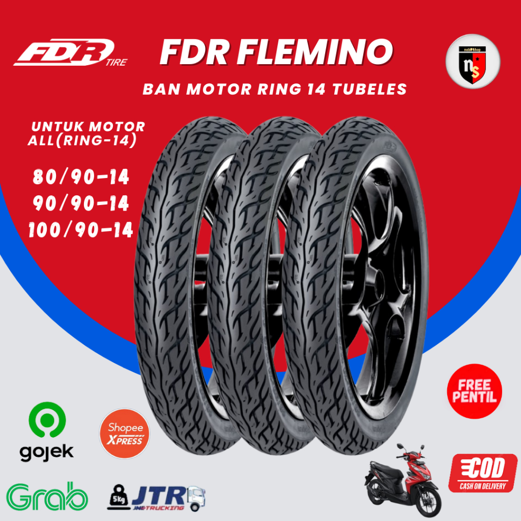 Jual (READY STOK) BAN TUBLES FDR FLEMINO ( 80/90-14 ), ( 90/90-14 ...