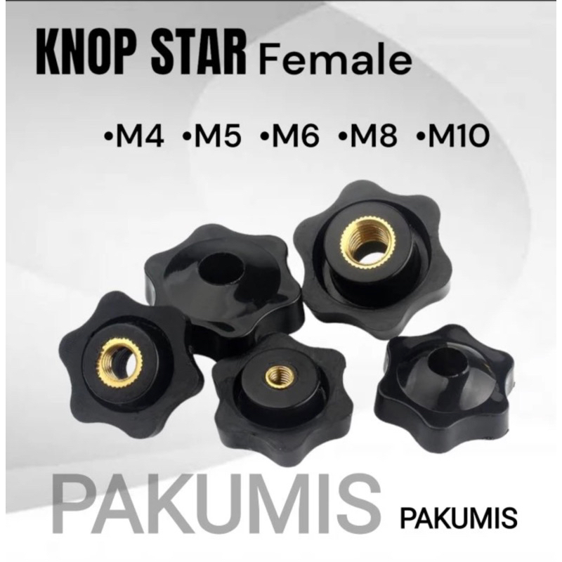 Jual Baut Knop Star Female Knop Star Femela M4 M5 M6 M8 M10 | Shopee ...