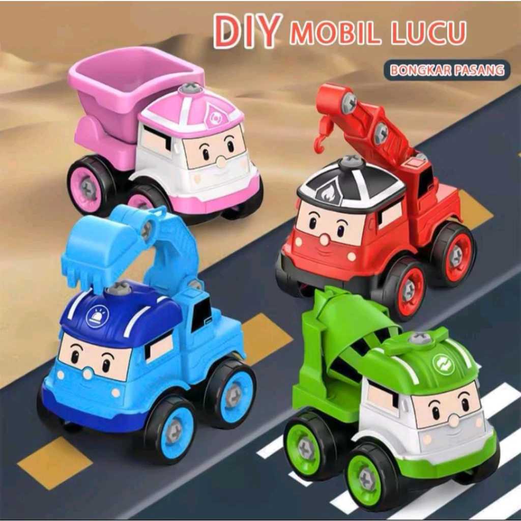 Jual MAINAN DIY ANAK MOBIL TRUK MODEL KARTUN RAKIT KONSTRUKSI BONGKAR ...