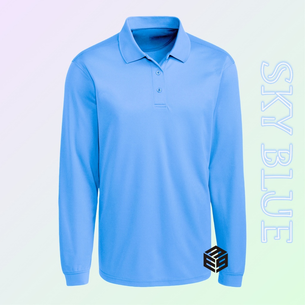 Jual E39FASHION - Kaos Kerah Biru Muda Lengan Panjang / Kaos Polo Shirt ...