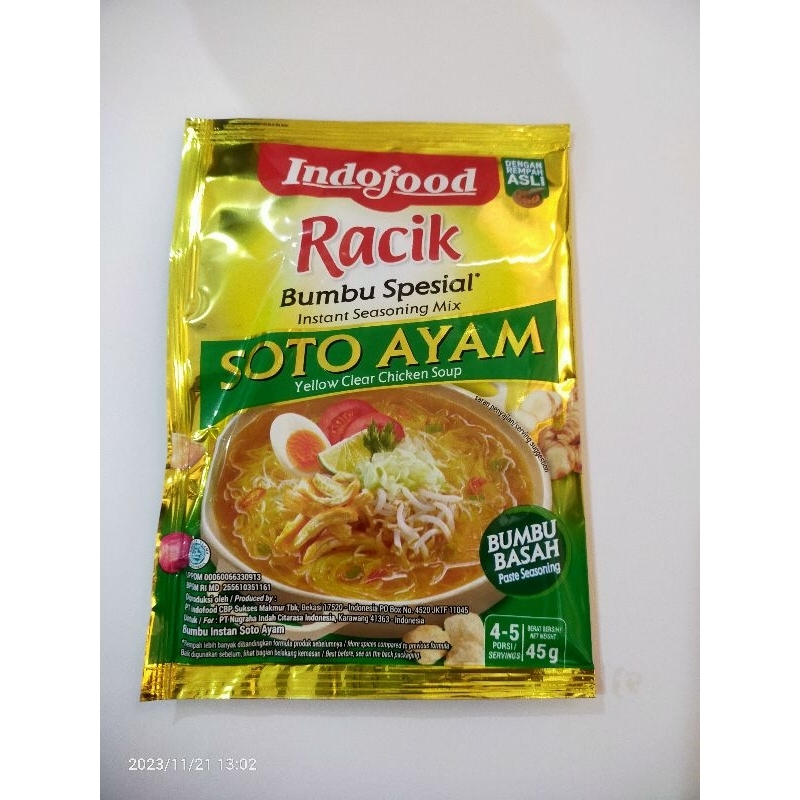 Jual INDOFOOD RACIK BUMBU SOTO AYAM 45 GR | Shopee Indonesia