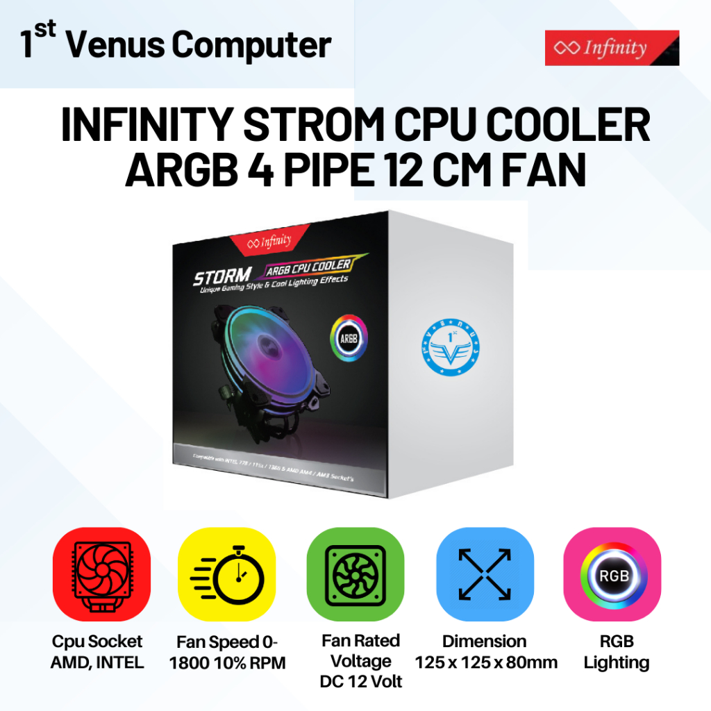 Jual INFINITY STROM CPU COOLER ARGB 4 PIPE 12 CM FAN / FAN01-INY ...