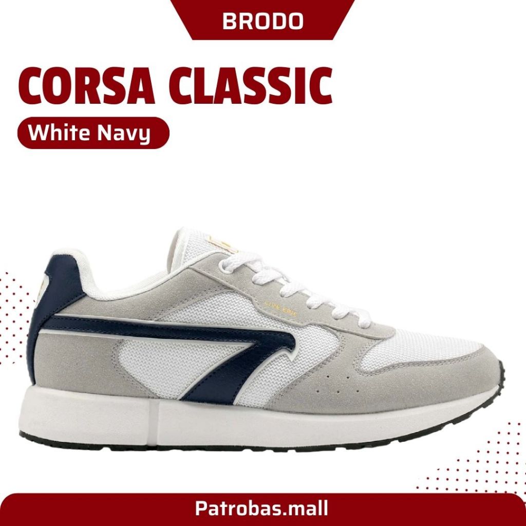 Jual BRODO Corsa Classic White Navy Original Sepatu Sneakers Sport ...