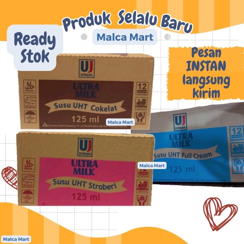 Jual SUSU UHT ULTRA MILK 125 ml 1 dus 40 pcs @ 125 ml | Shopee Indonesia