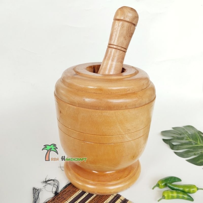 Jual ARENHANDICRAFT Lumpang tumbuk + tutup kayu mahoni | Shopee Indonesia