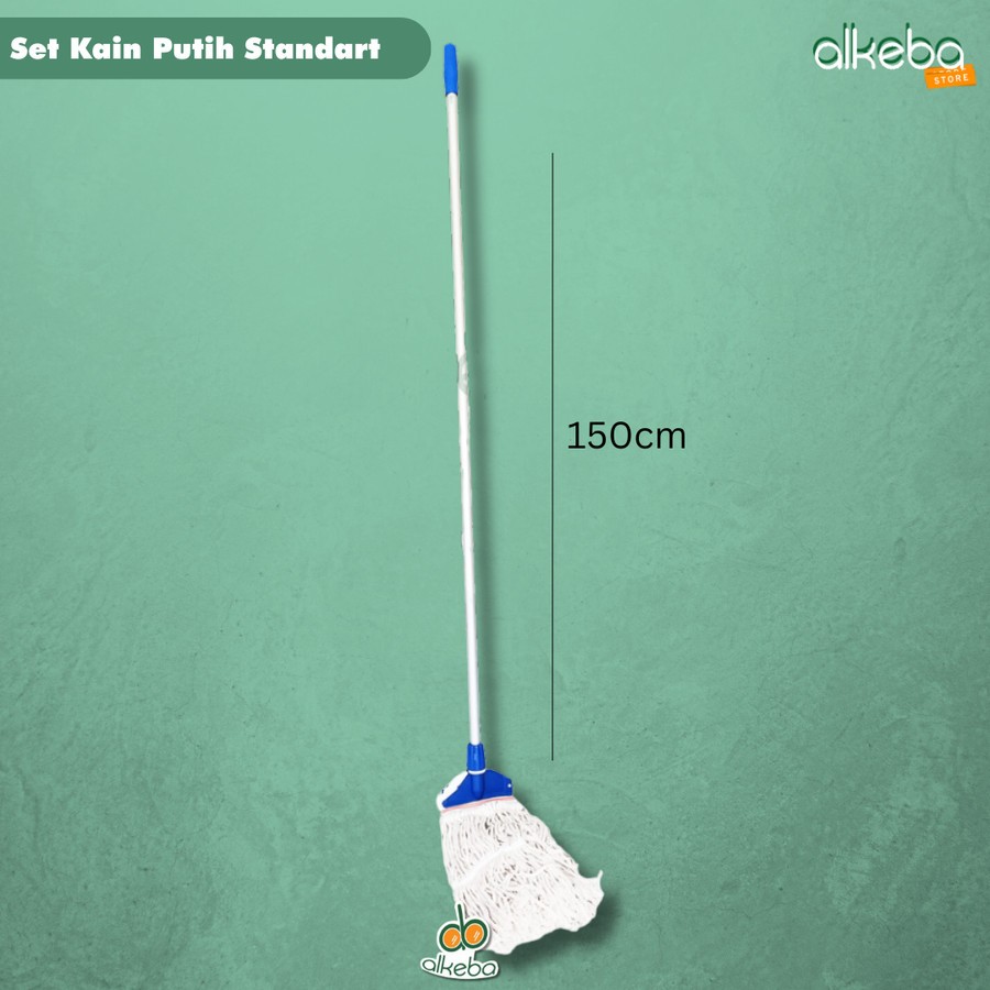 Jual Mop pel Set Komplit kain putih standar / tongkat + frame mop ...