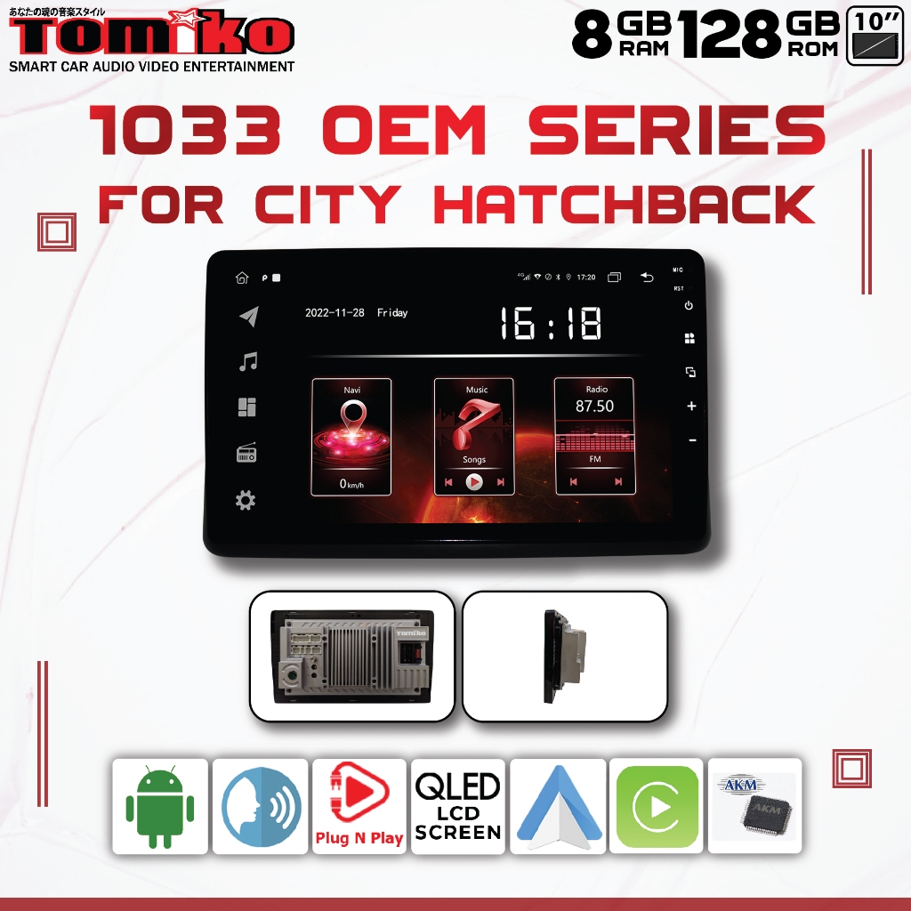 Jual Tomiko Head Unit Android TMK 1033 OEM Series for City Hatchback | Shopee Indonesia