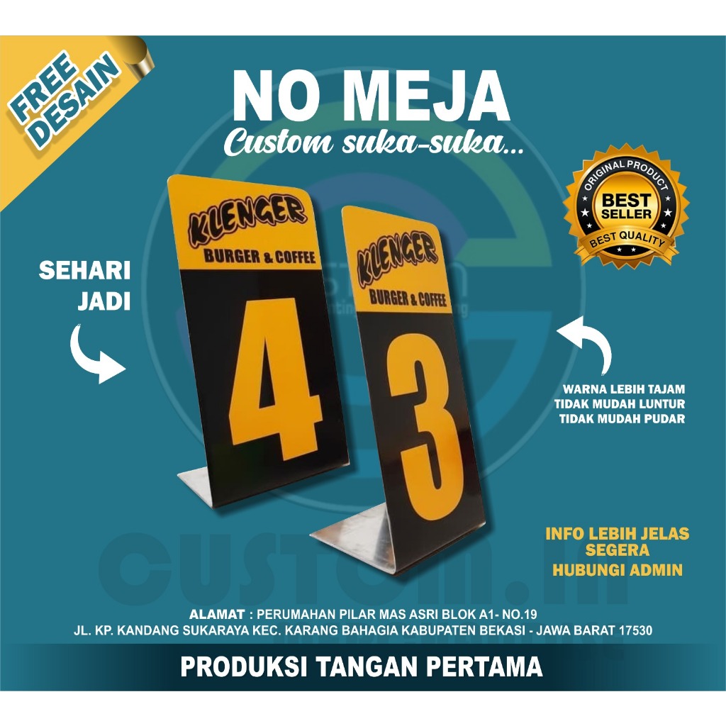 Jual DISPLAY NOMOR MEJA / NO. MEJA AKRILIK STANDING BERBAGAI UKURAN ...