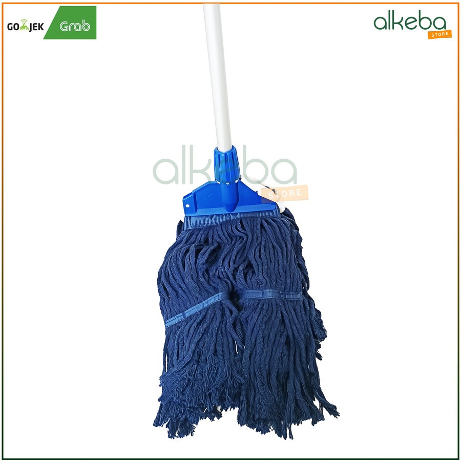 Jual Mop Pel Set Komplit Biru / tongkat + frame + Kain Biru Pel gagang ...