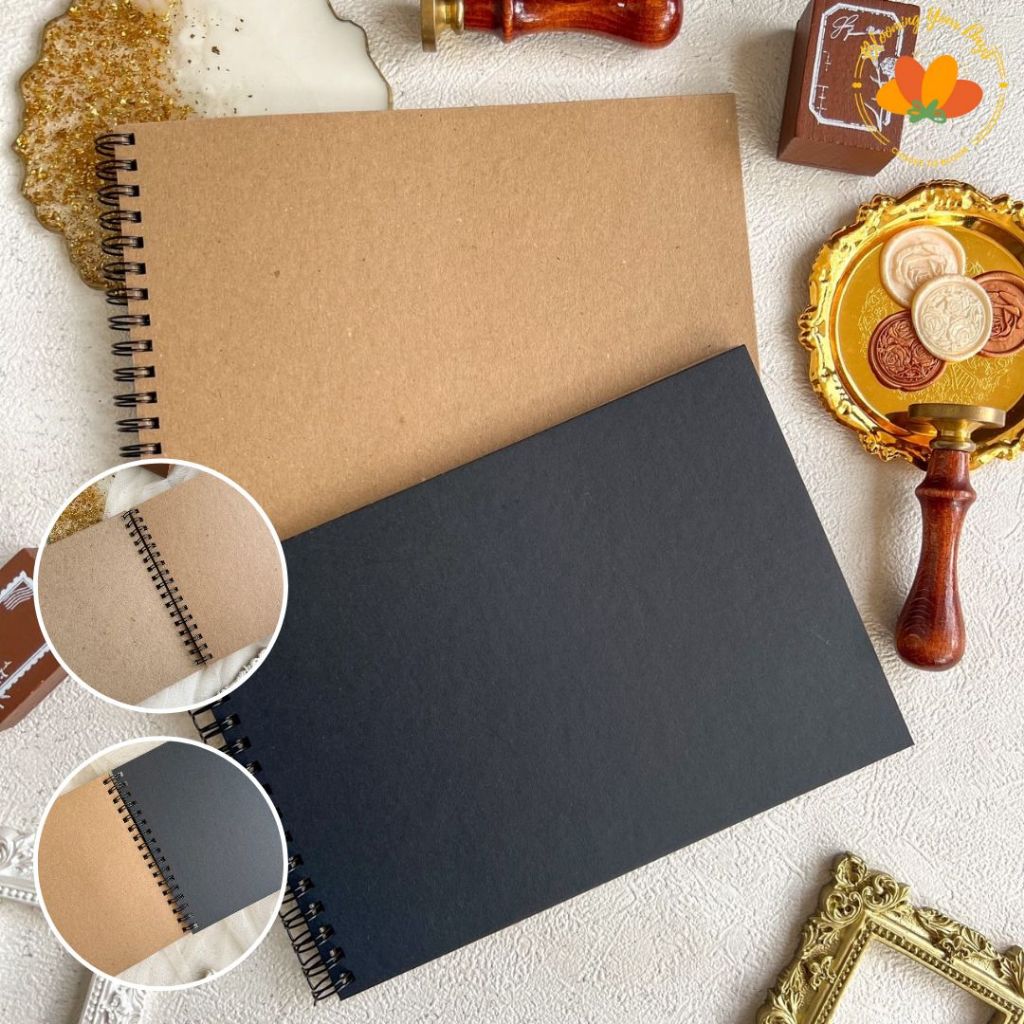 Jual 20 lembar Scrapbook Polos buku journal buku coklat buku hitam ...