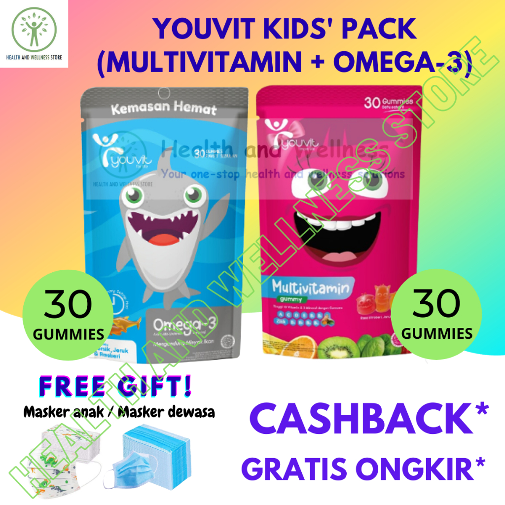 Jual YOUVIT MULTIVITAMIN DAN OMEGA 3 KESEHATAN OTAK MATA ANAK PACK 30 ...