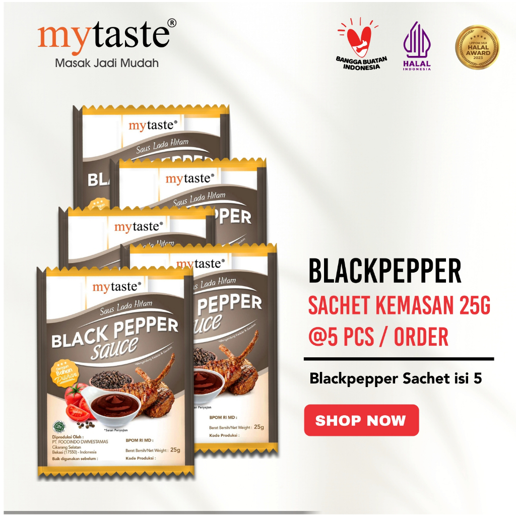 Jual MY TASTE Blackpepper Sachet 25 Gram isi 5 pcs / saus lada hitam ...