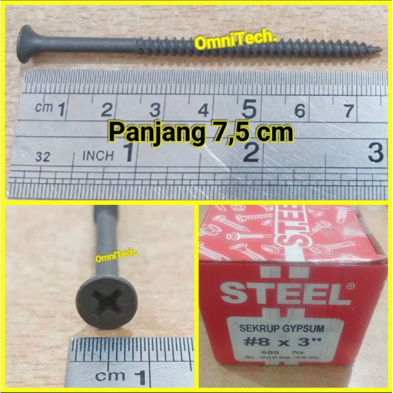 Jual "10 Pcs" Drywall Screw Sekrup Skrup Gypsum Gipsum Hitam 8 x 3 ( 8 ...